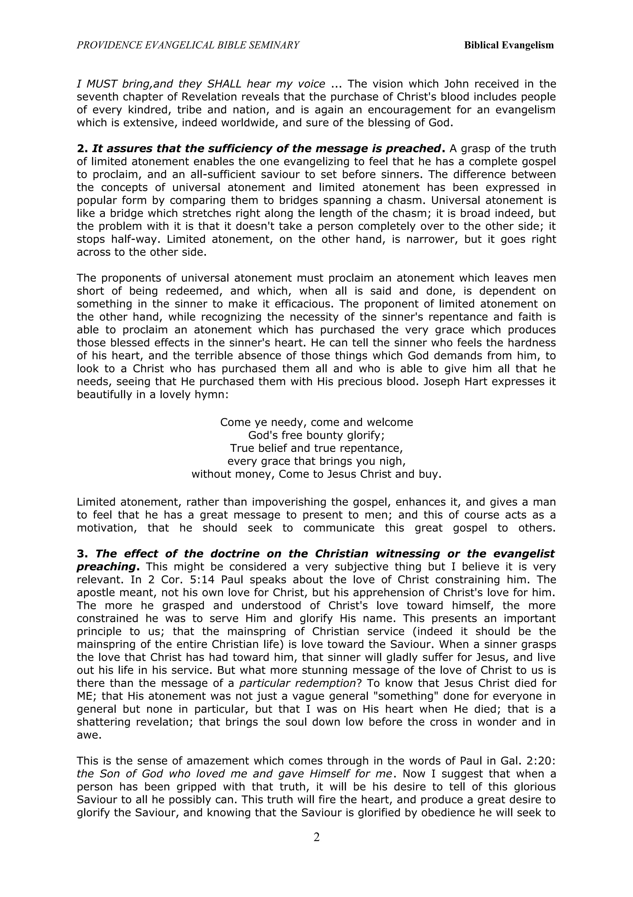 Limited Atonement - Evangelism | DOC