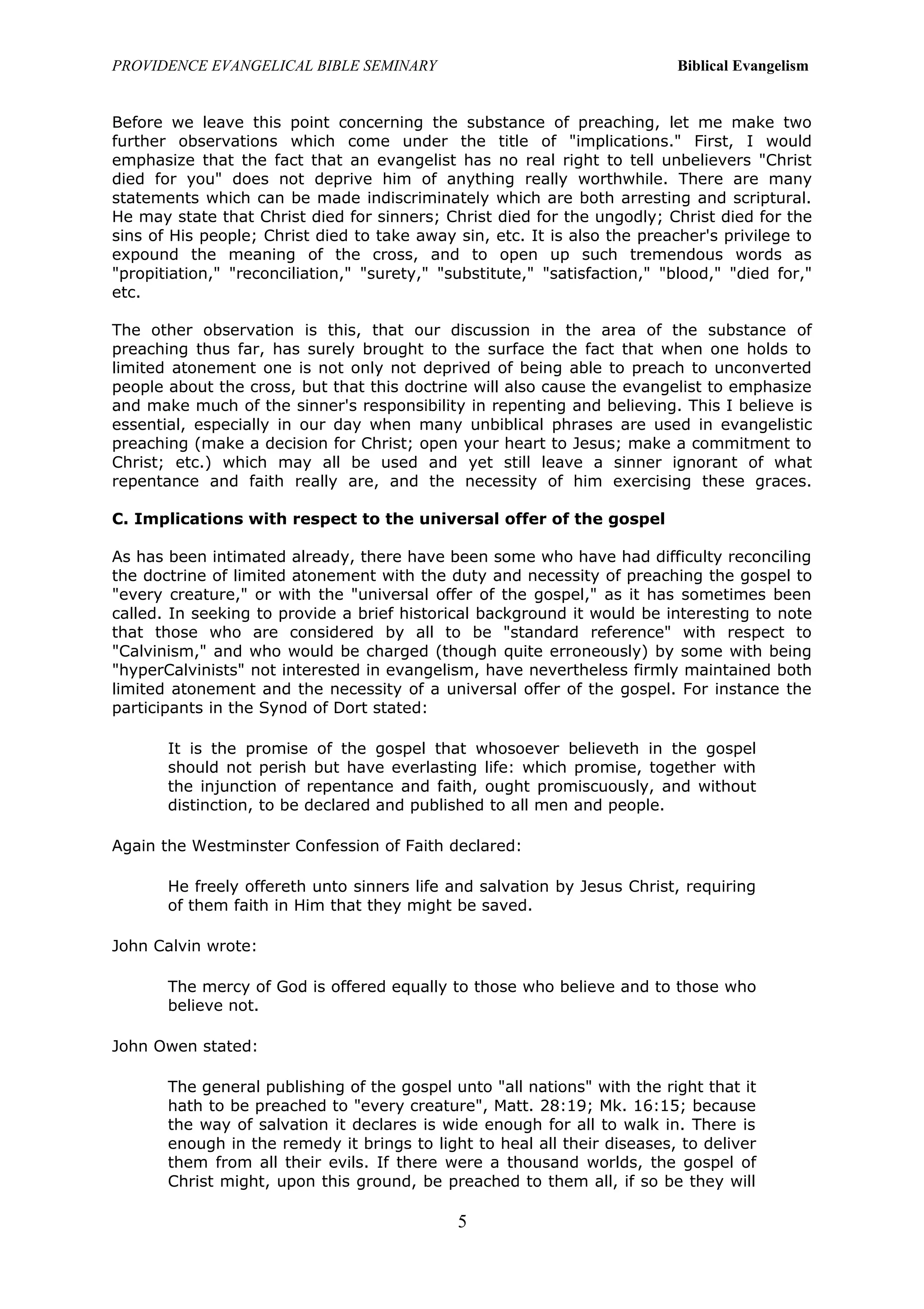 Limited Atonement - Evangelism | DOC