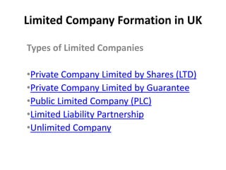 Limited Company Formation in UK | PPT