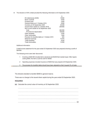LIMITED COMPANIES.PRACTICE QUESTIONS IGCSE pdf | PDF | Free Download