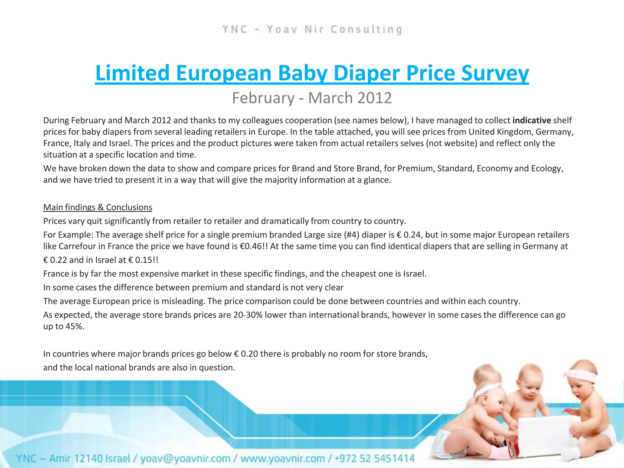 Limited european baby diaper price survey | PDF