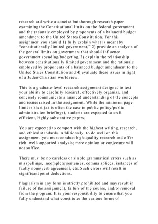 Limited Government and Balanced Budget Research Paper RubricCr.docx