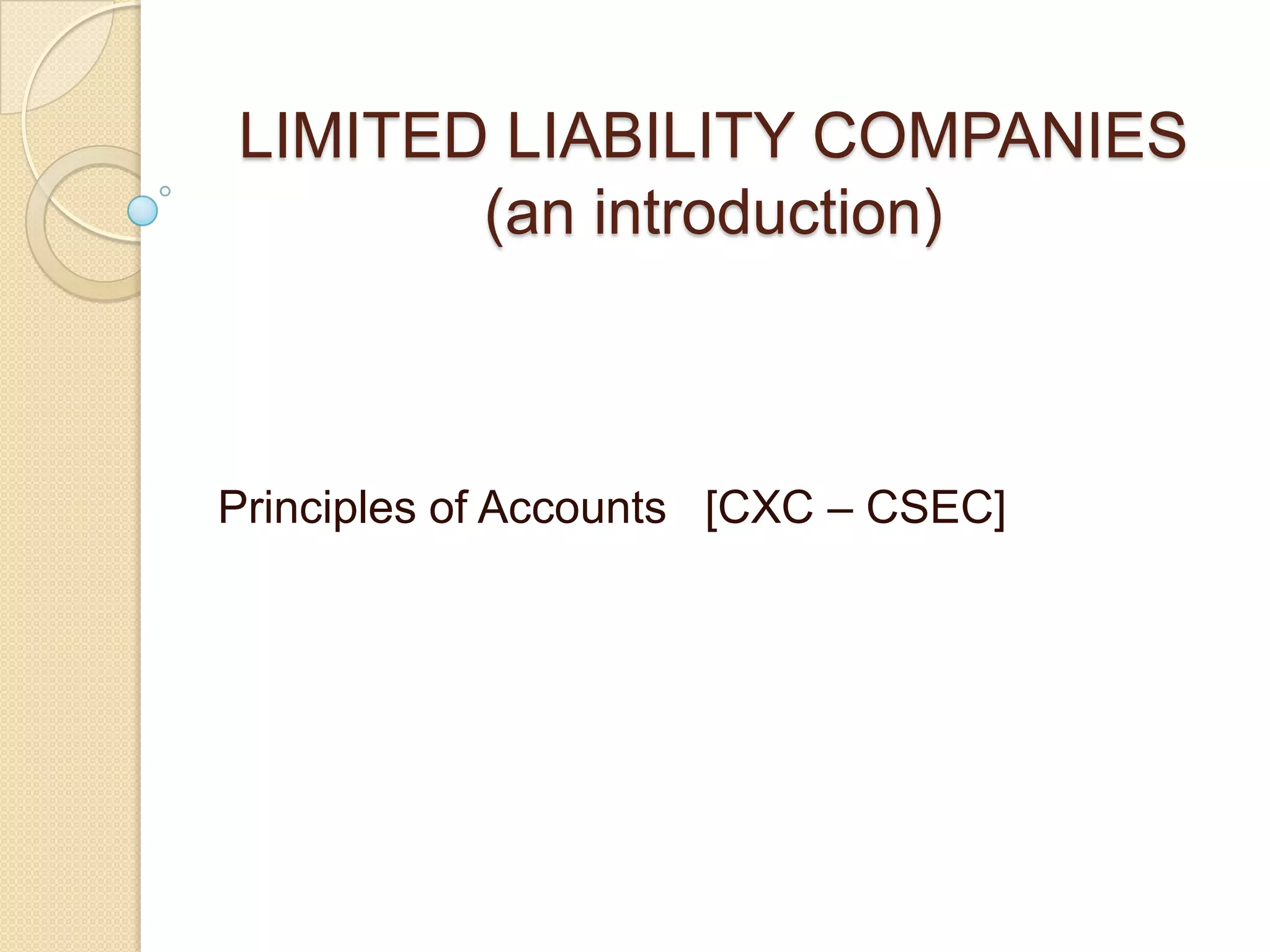 Limited liability Companies (introduction) | PPTX