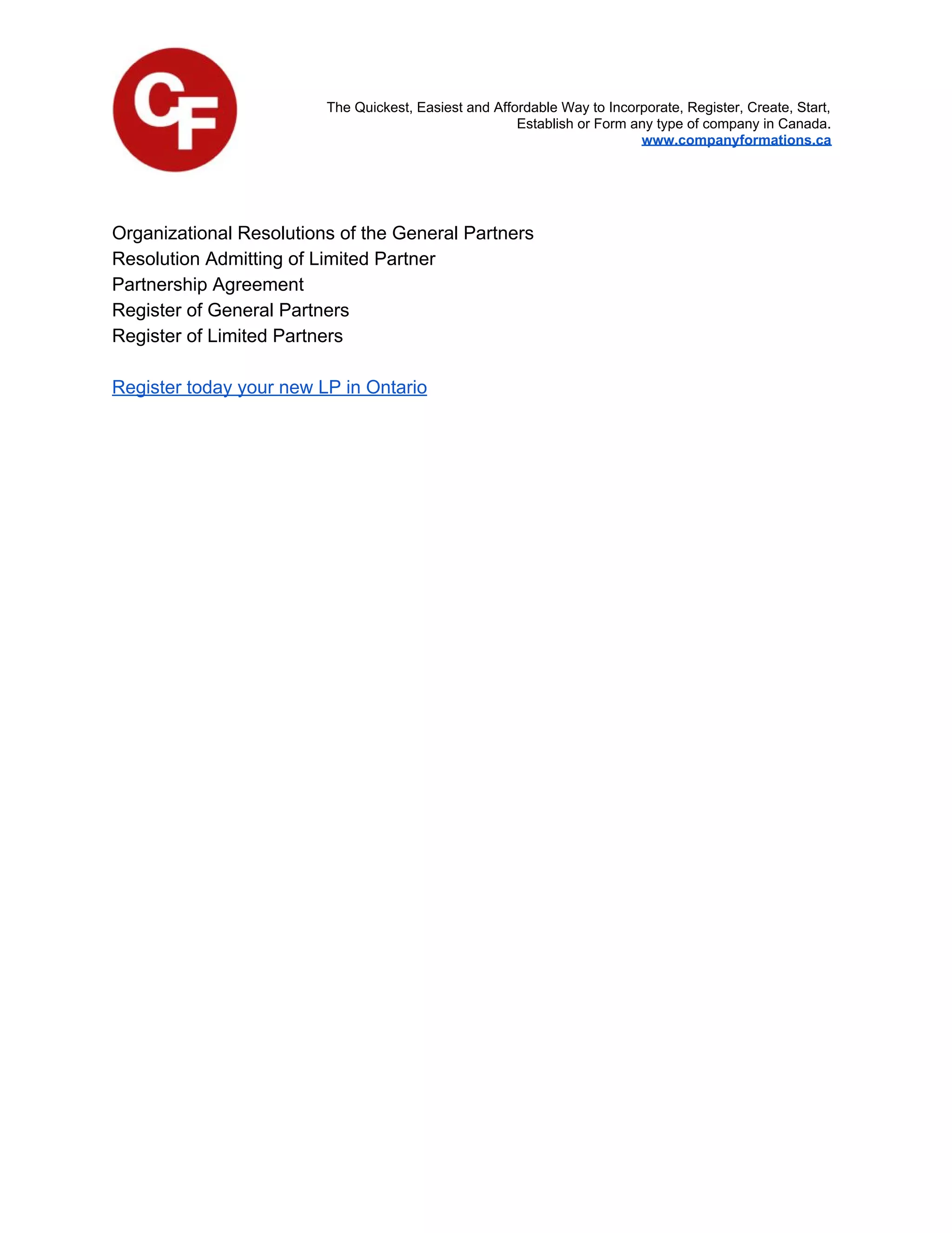 Limited partnership registration in ontario | PDF