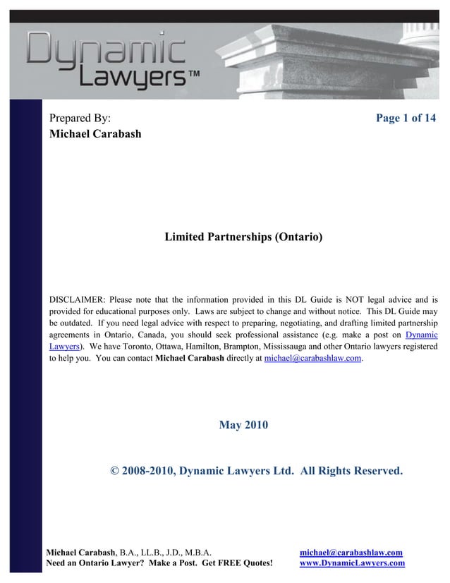 Limited partnerships ontario_canada | PDF