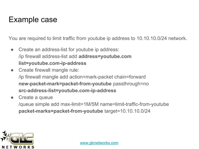 Limiting bandwidth of specific destination based on address list | PPT
