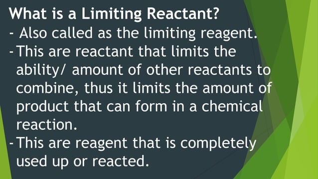 LIMITING REACTANT AND THE AMOUNT OF PRODUCTS FORMED.pptx | Chemistry ...
