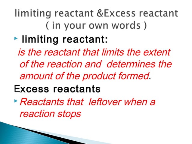 Limiting reactants | PPT | Chemistry | Science