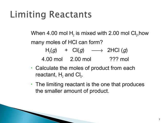 Limiting reactants | PPT | Chemistry | Science