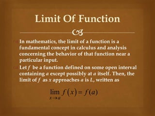 Limit of Function And Its Types | PPTX
