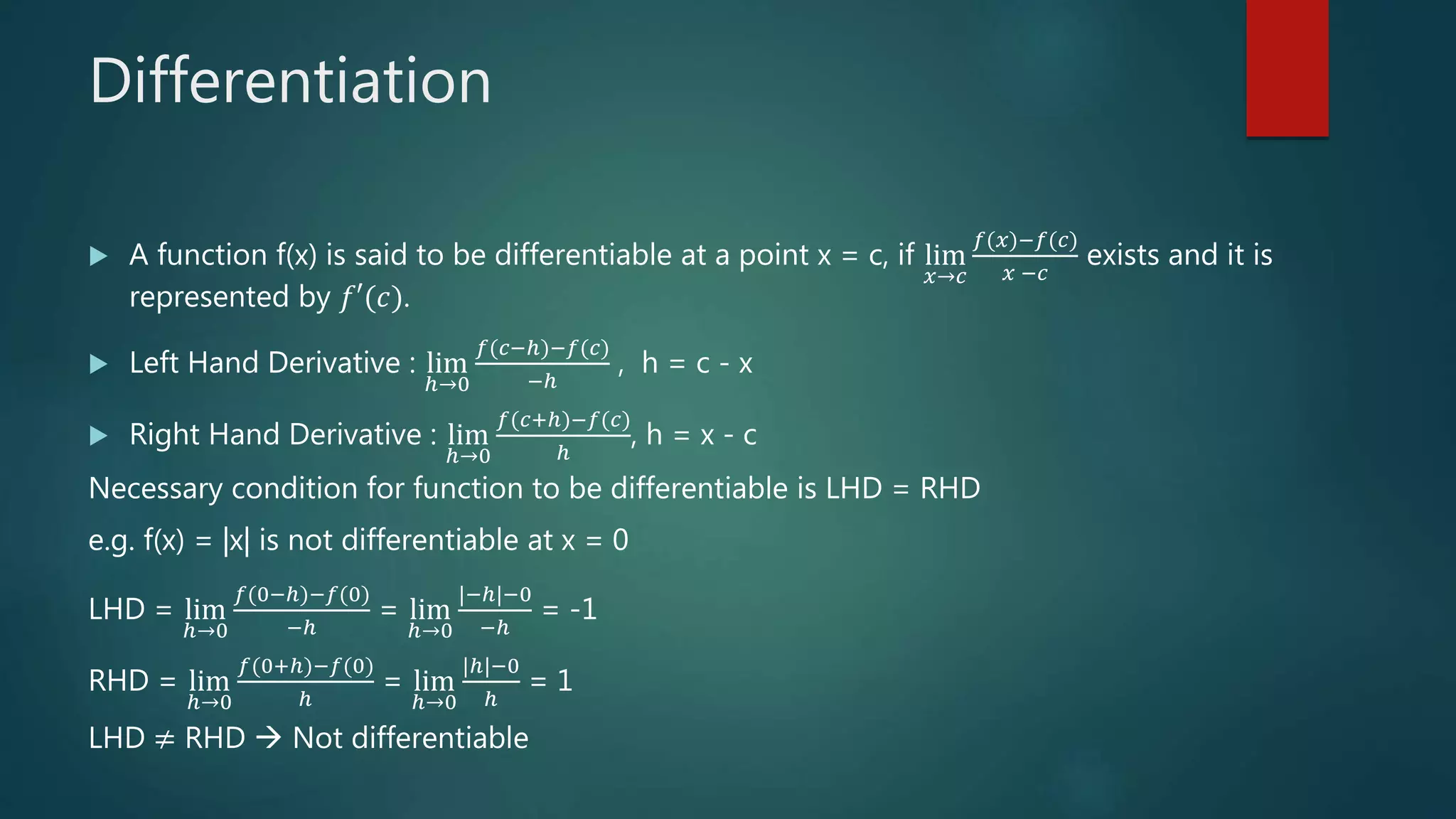 GATE Engineering Maths : Limit, Continuity and Differentiability | PPTX