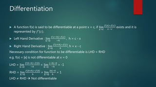 GATE Engineering Maths : Limit, Continuity and Differentiability | PPTX
