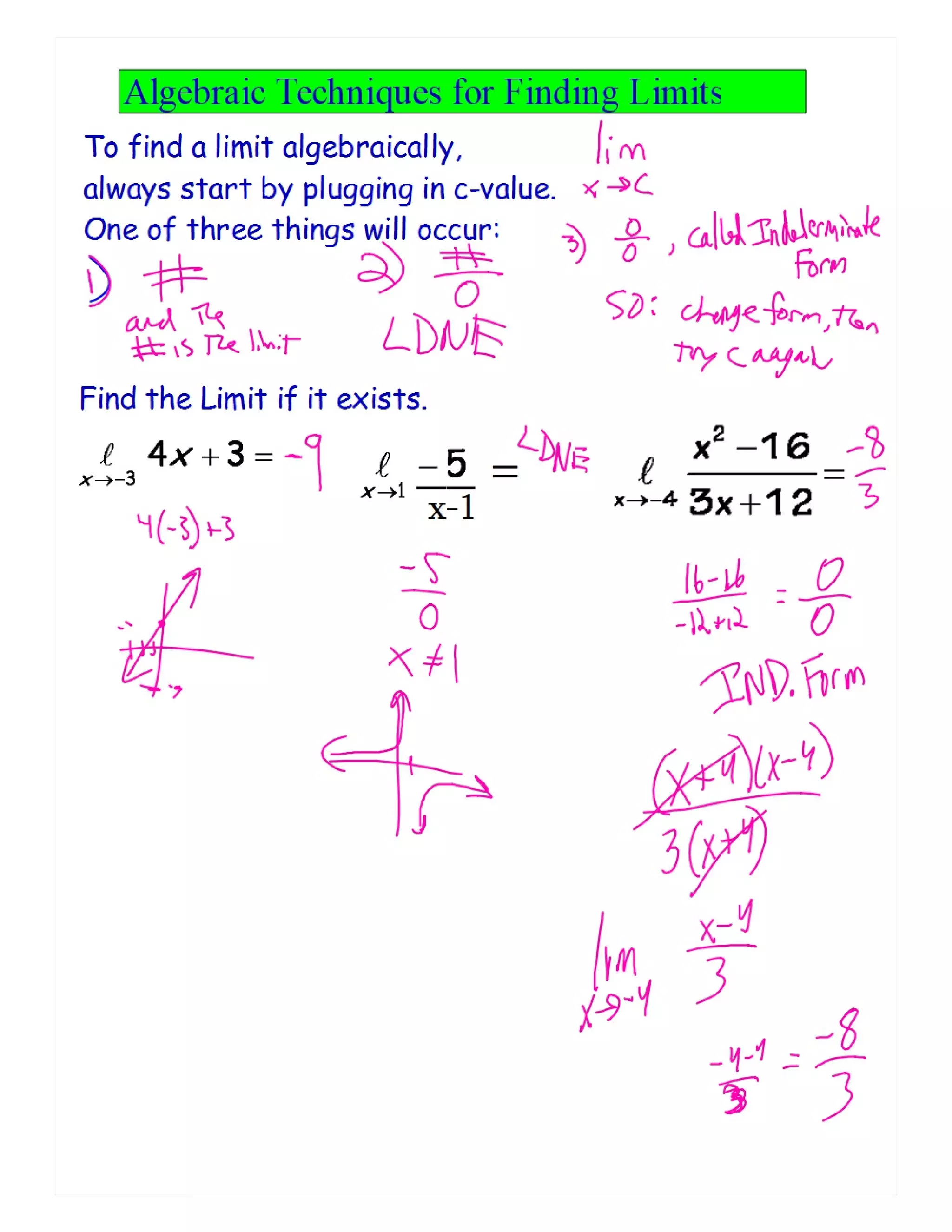 Limits algebraically | PDF