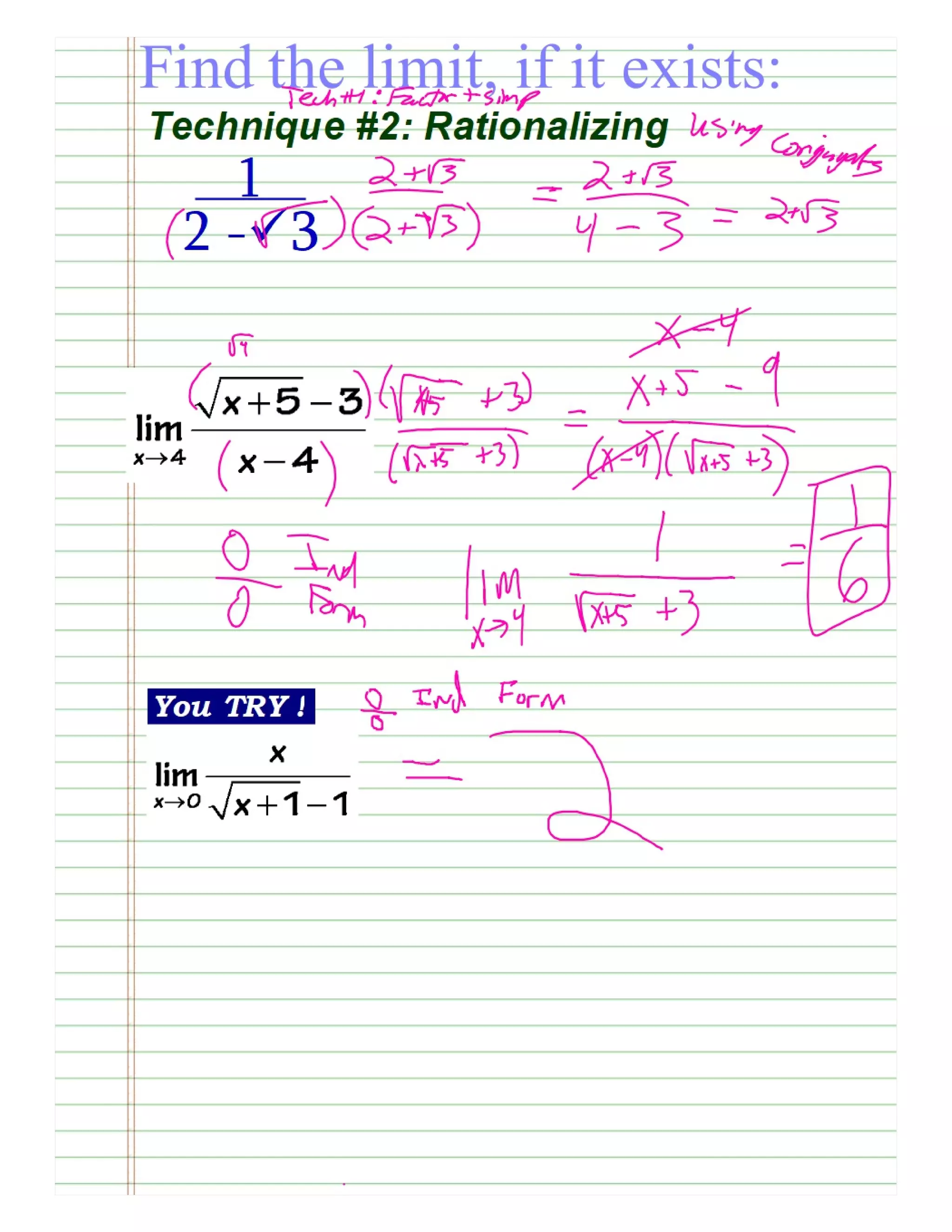 Limits algebraically | PDF