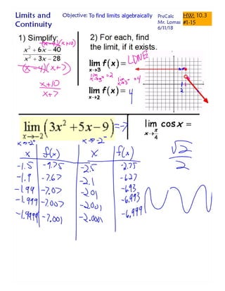 Limits algebraically | PDF