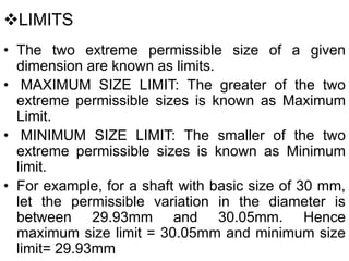 Limits and fits (machine design & industrial drafting ) | PPT