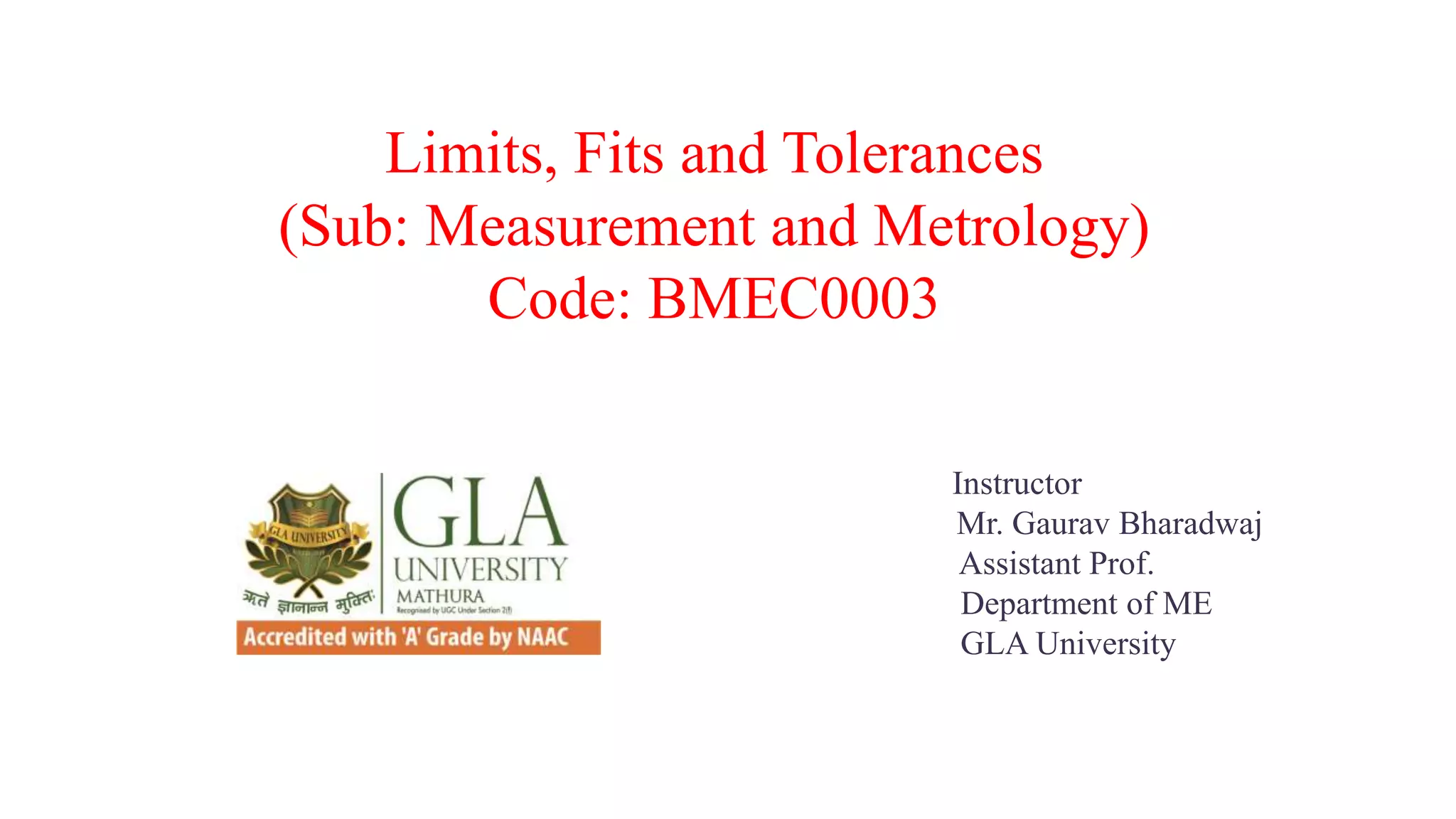 Limits, fits and tolerances | PPTX