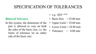 Limits, fits and tolerances | PPTX
