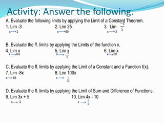 Limits of function | PPTX