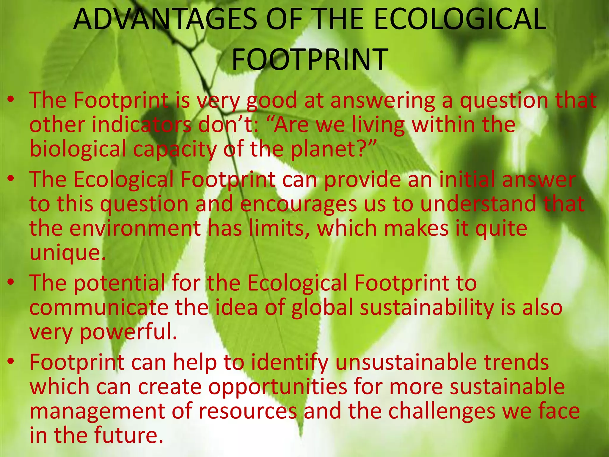 Limits to acceptable change and ecological footprint | PPTX