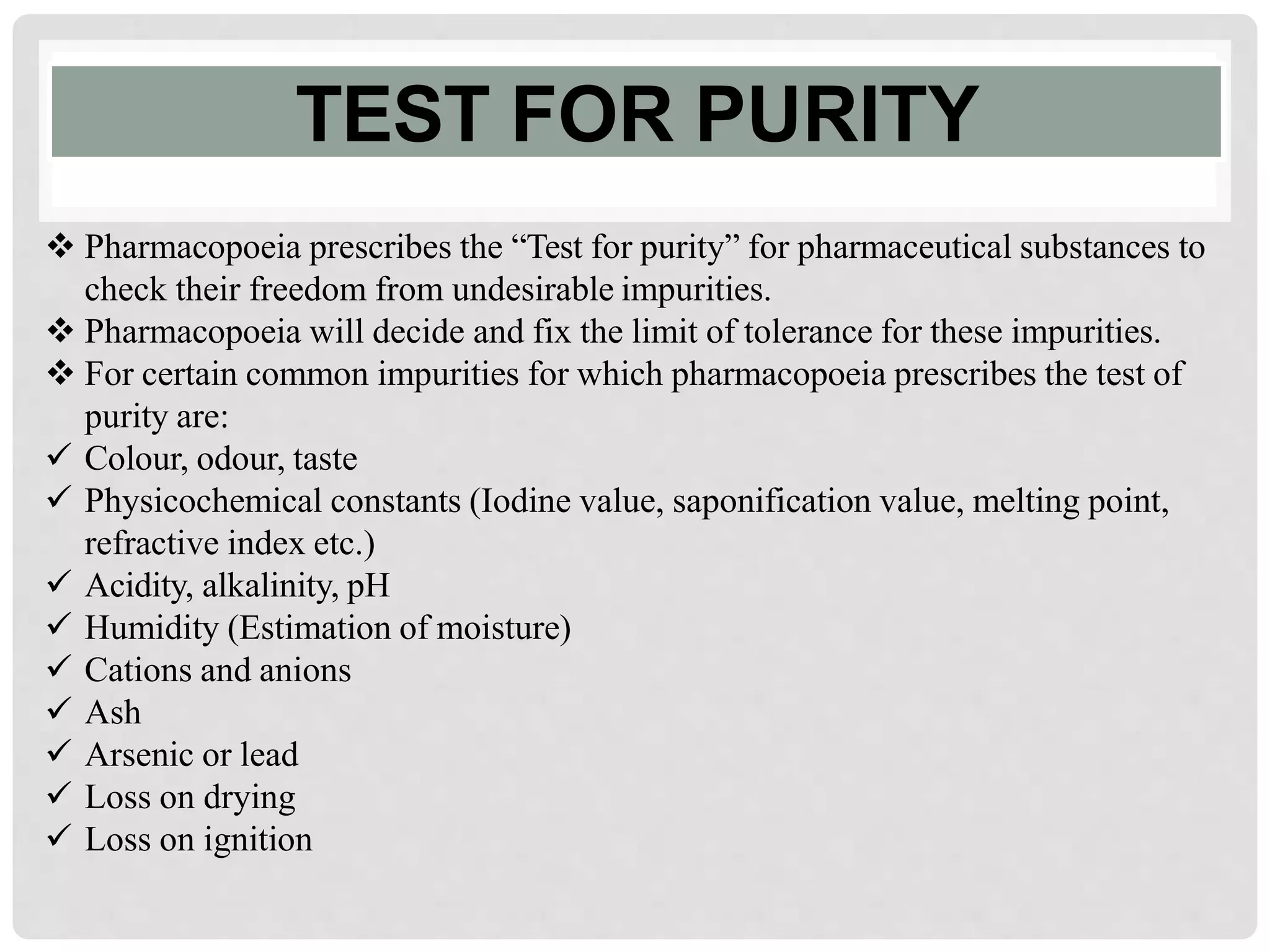 General introduction of limit test and limit test for chloride. | PPTX