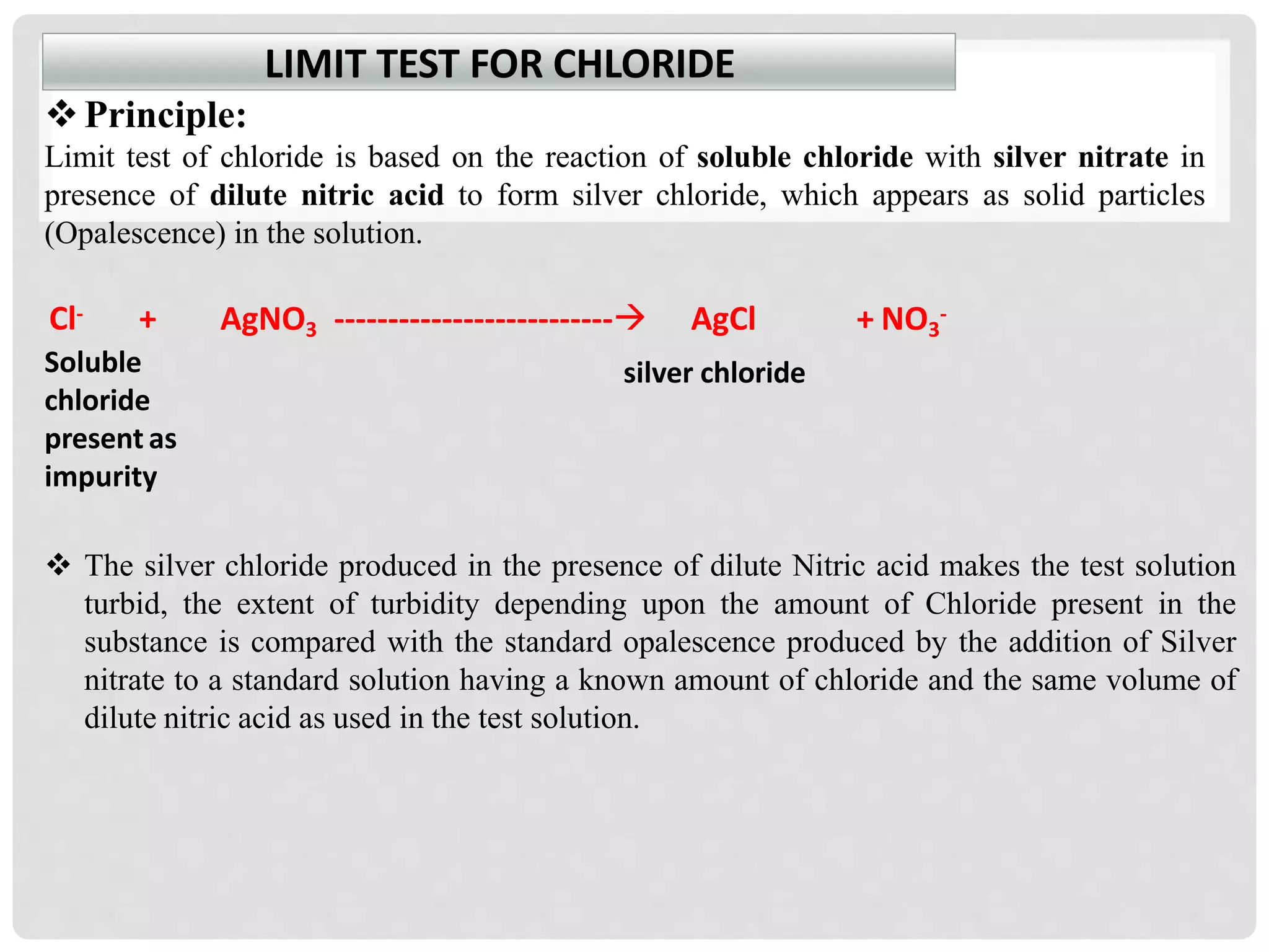 General introduction of limit test and limit test for chloride. | PPTX ...