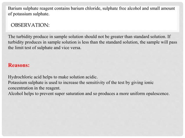 Limit test sulphate | PPTX | Chemistry | Science