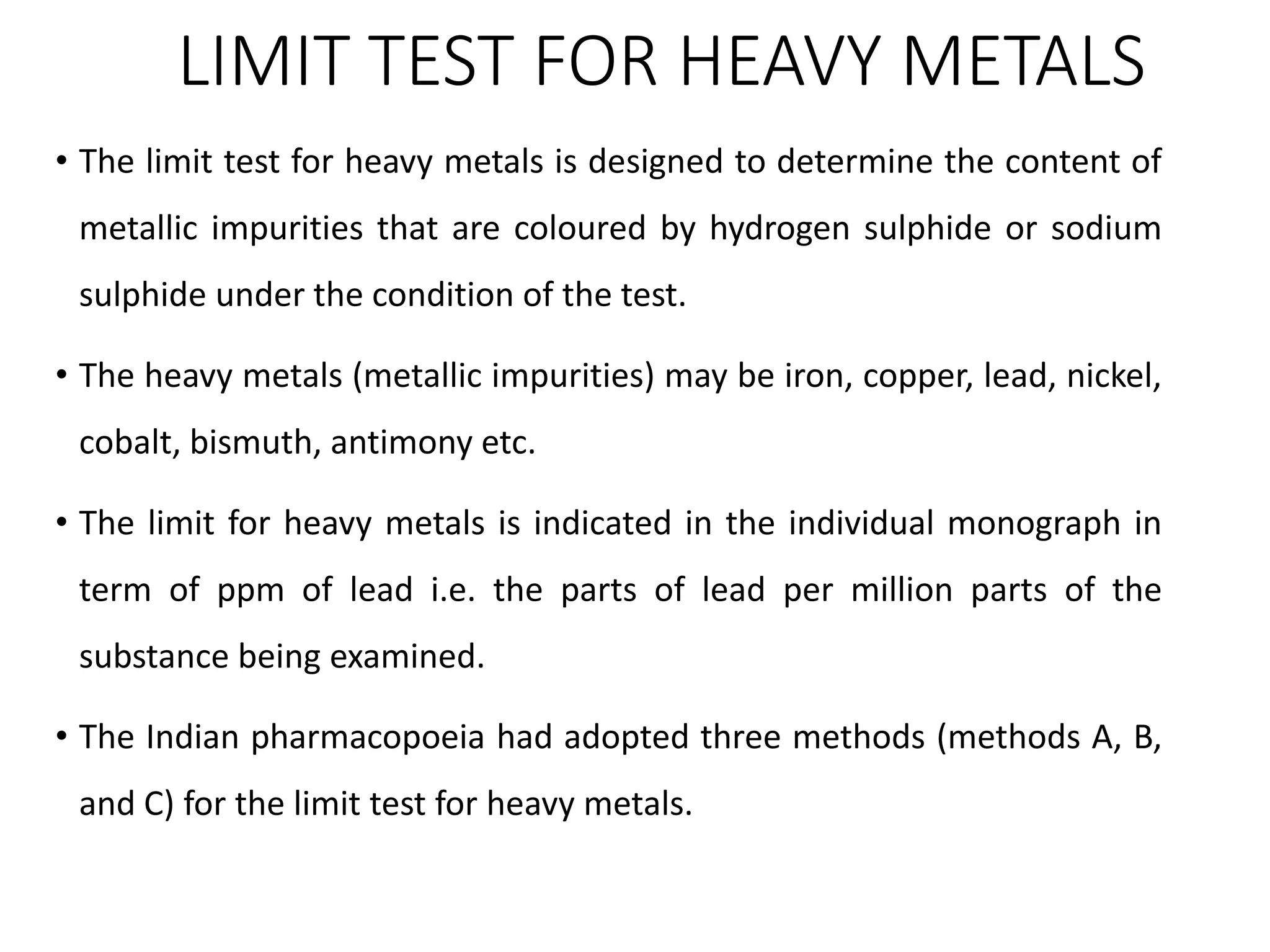 Limit test for heavy metals | PPTX