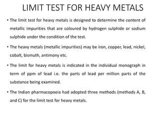 Limit test for heavy metals | PPTX