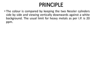 Limit test for heavy metals | PPTX