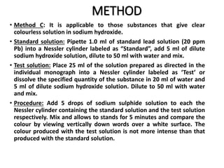 Limit test for heavy metals | PPTX