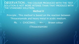 Limit test for heavy metals | PPTX