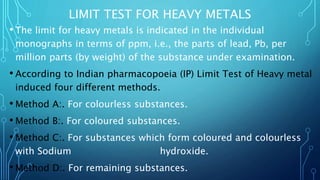 Limit test for heavy metals | PPTX