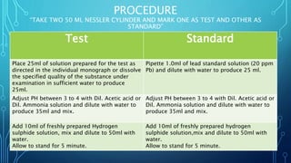 Limit test for heavy metals | PPTX