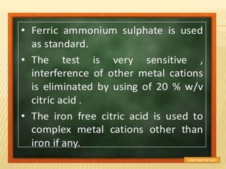 Limit test for iron | PPTX