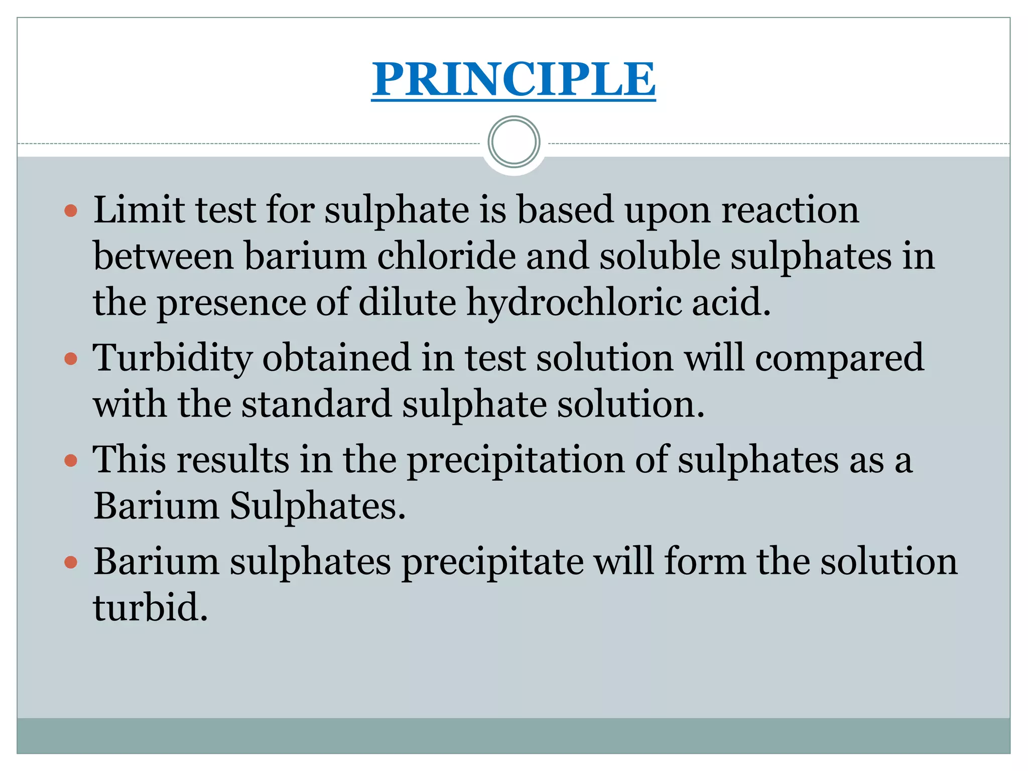 Limit test for sulphate | PPTX