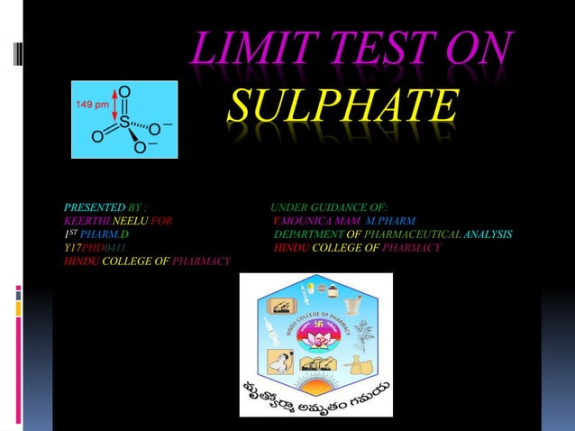 Limit test on sulphate | PPTX | Chemistry | Science