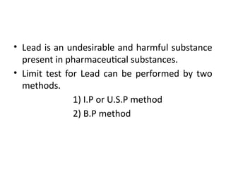 limit test definition and all limit tests | PPTX