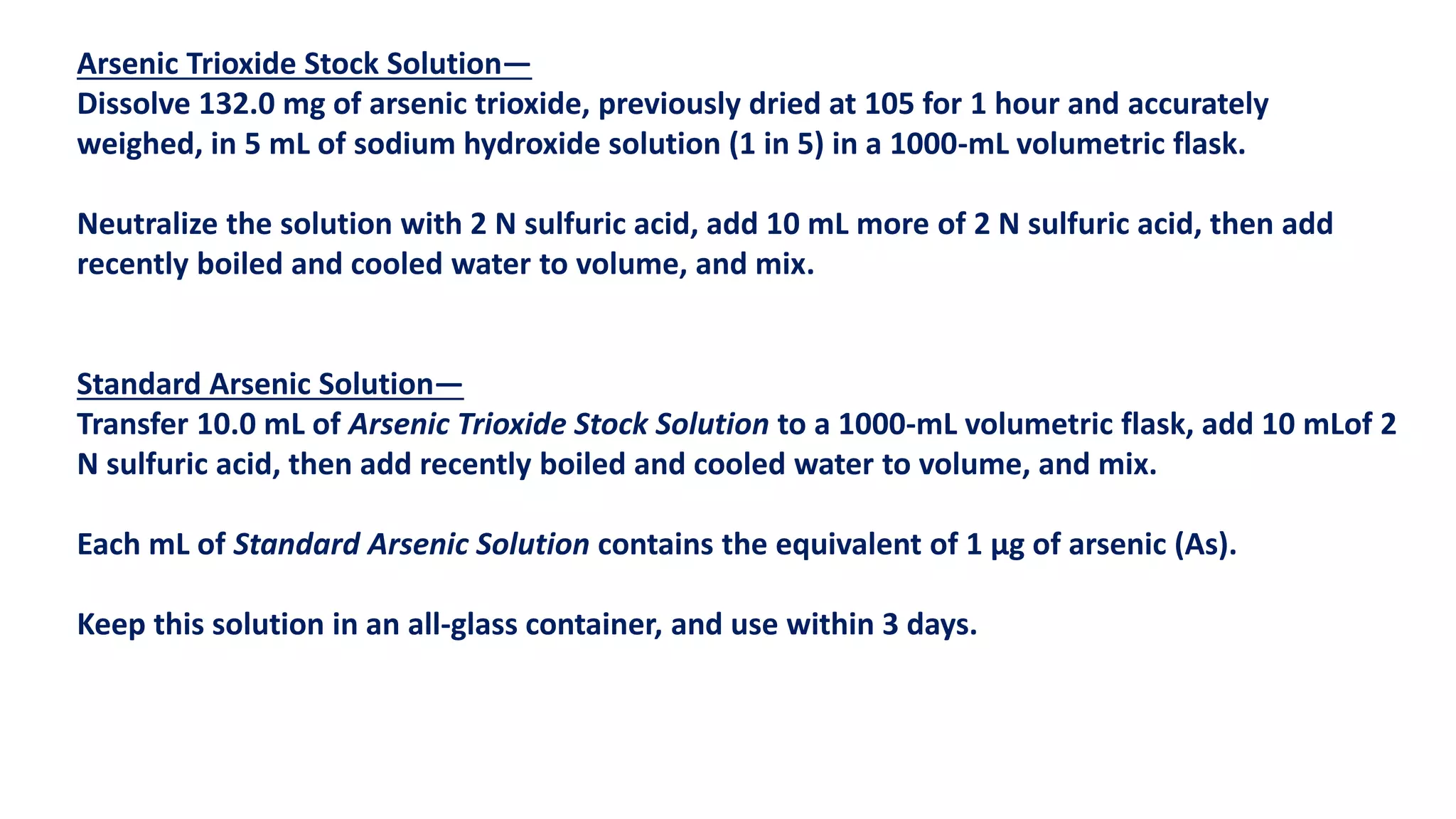 Limit Test Arsenic USP | PDF