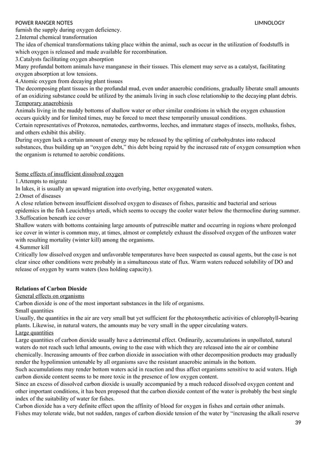 limnology-definitions, principles and uses | PDF