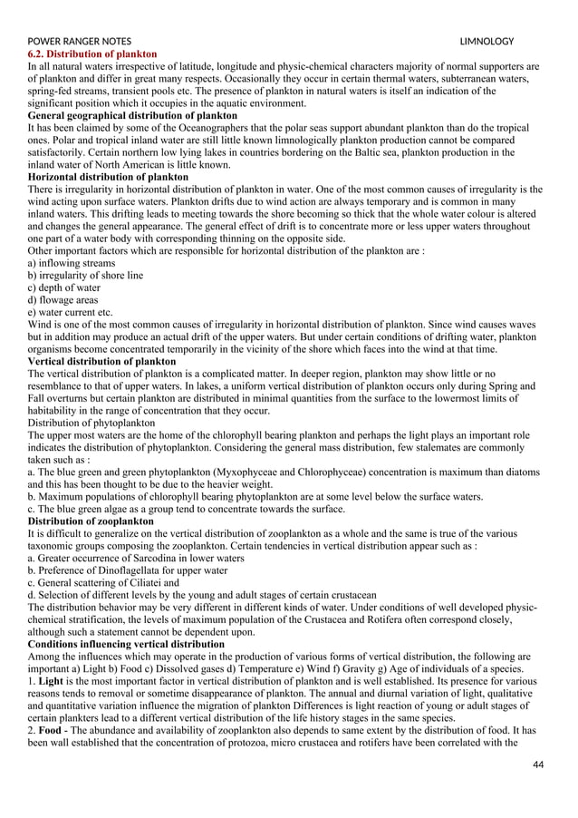limnology-definitions, principles and uses | PDF