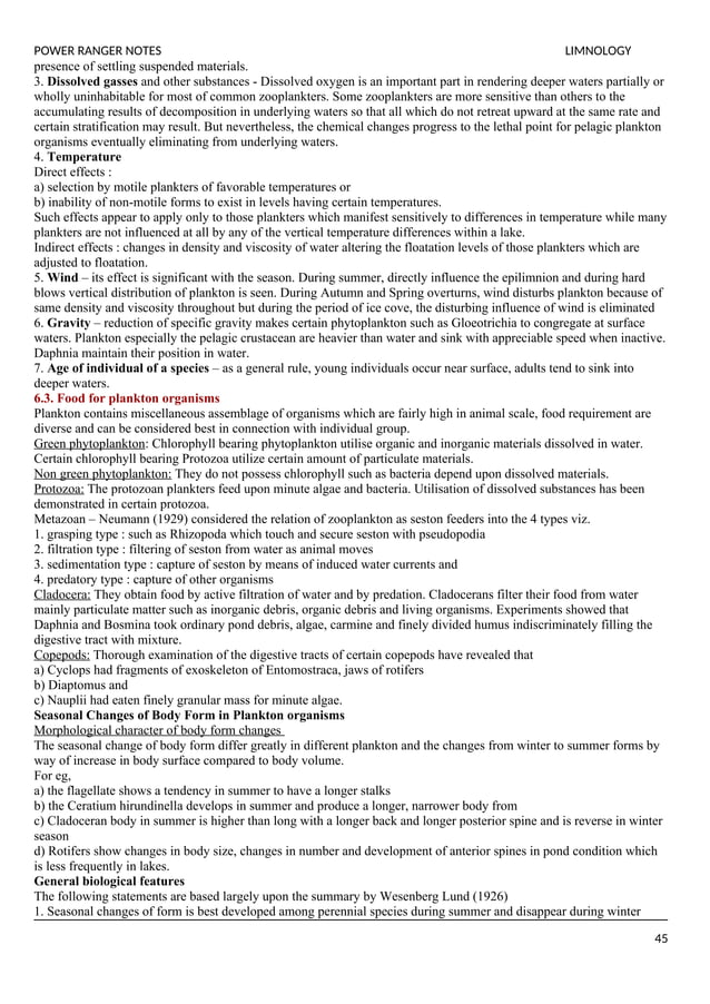 limnology-definitions, principles and uses | PDF