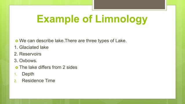 Limnology powerpoint presentation | PPTX | Geography | Science