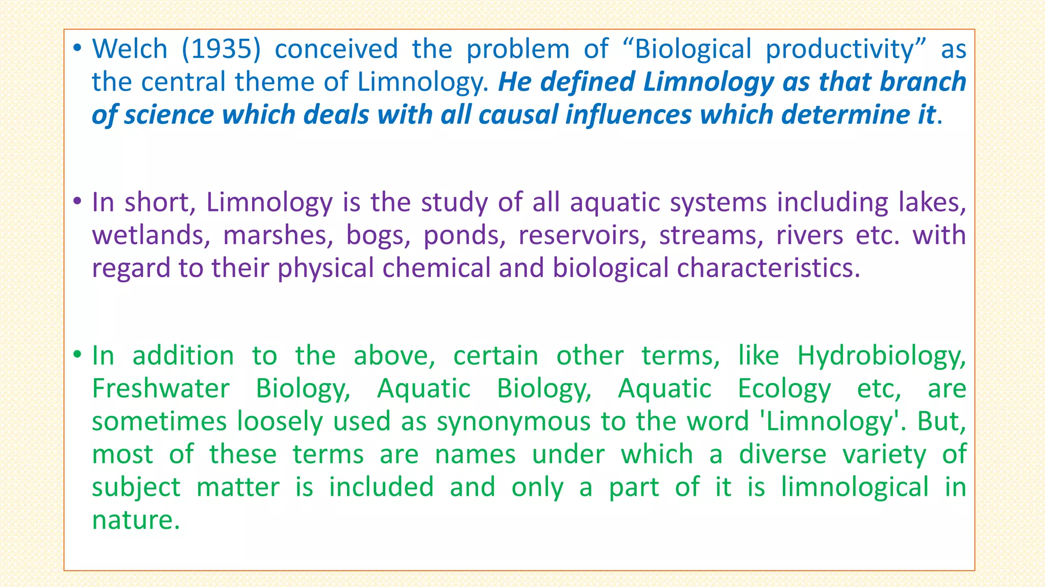 Limnology | PPTX