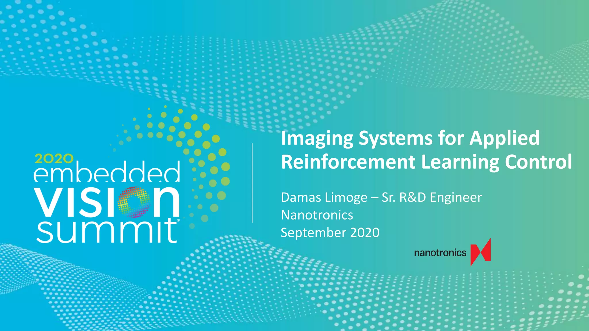 “Imaging Systems for Applied Reinforcement Learning Control,” a ...