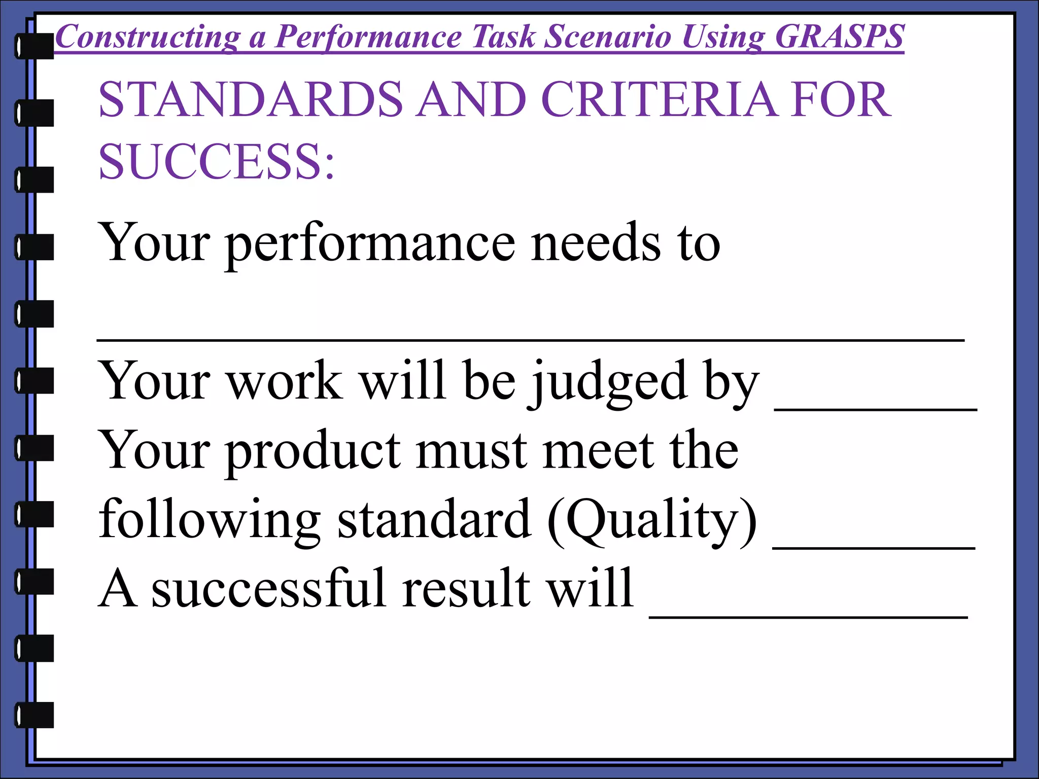 GRASP PERFORMANCE ASSESSMENT | PPTX