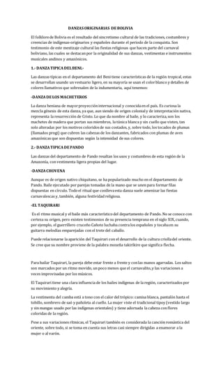 Limpio danzas origirarias de bolivia | DOCX