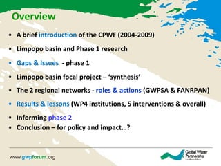 Limpopo Experience in Water and Food-Towards Research-Policy linkages ...