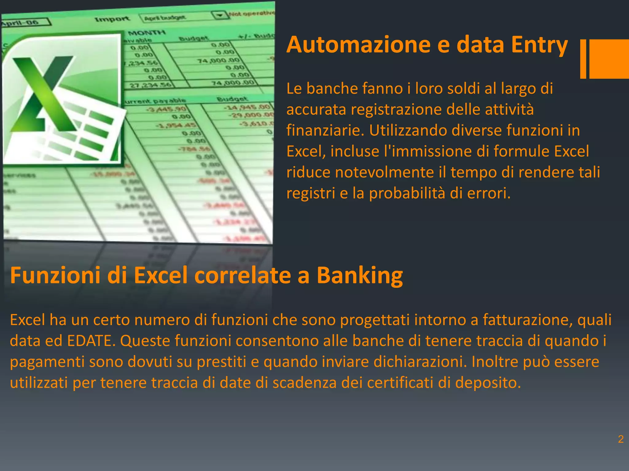 L'importanza di microsoft excel nel settore bancario | PPTX