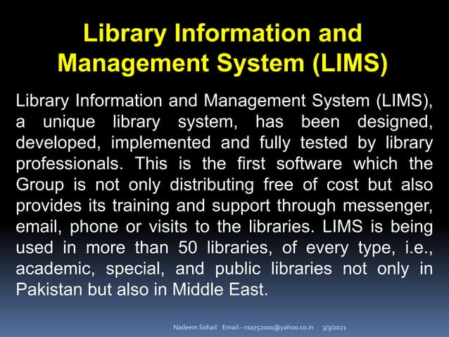 LIMS: Library Information management System | PPT